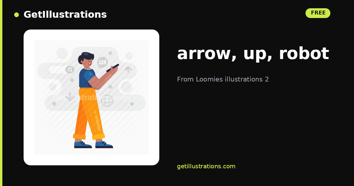 arrow, up, robot Vector Illustration — Loomies illustrations 2 ...