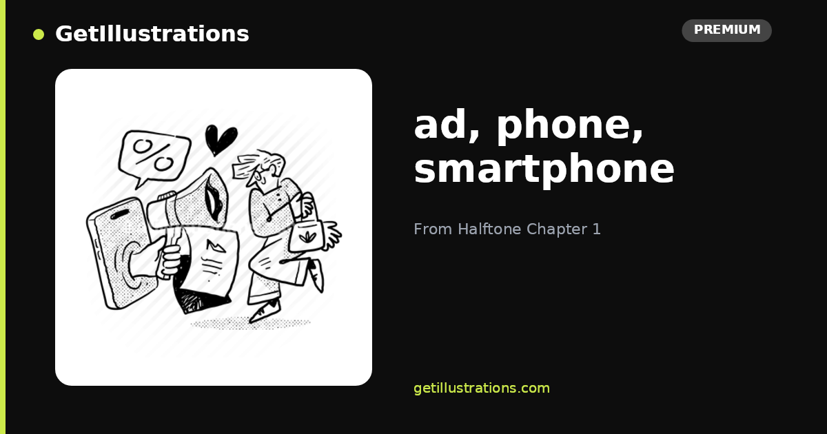 ad, phone, smartphone Vector Illustration — Halftone Chapter 1 ...