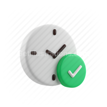 Download clock, time, timer, confirm, checkmark, check, deadline- 3D ...
