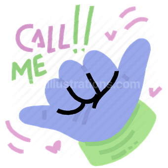 Download call me, hand, gesture, sticker, character, call- Chalk Stickers