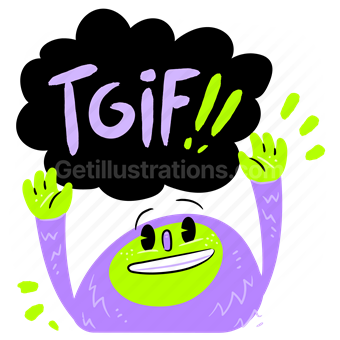 Download tgif, celebrate, greeting, face, sticker, smiley, character ...