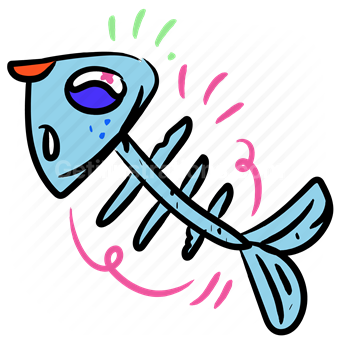 Download fish, skeleton, dead, death, smiley, sticker, exhausted, tired ...